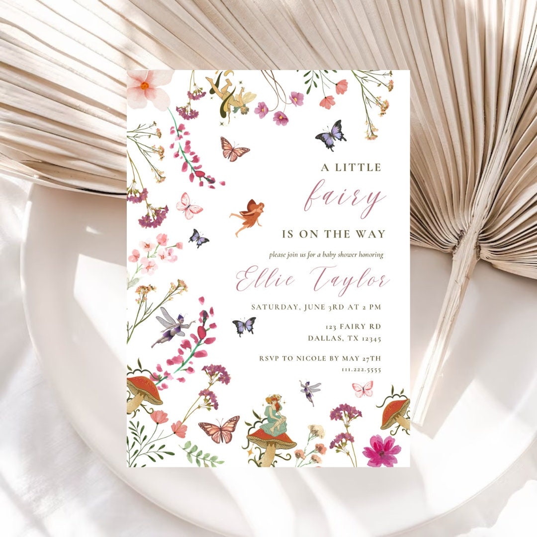 Fairy Baby Shower Invitation Bundle | Editable Fairy Baby Shower ...