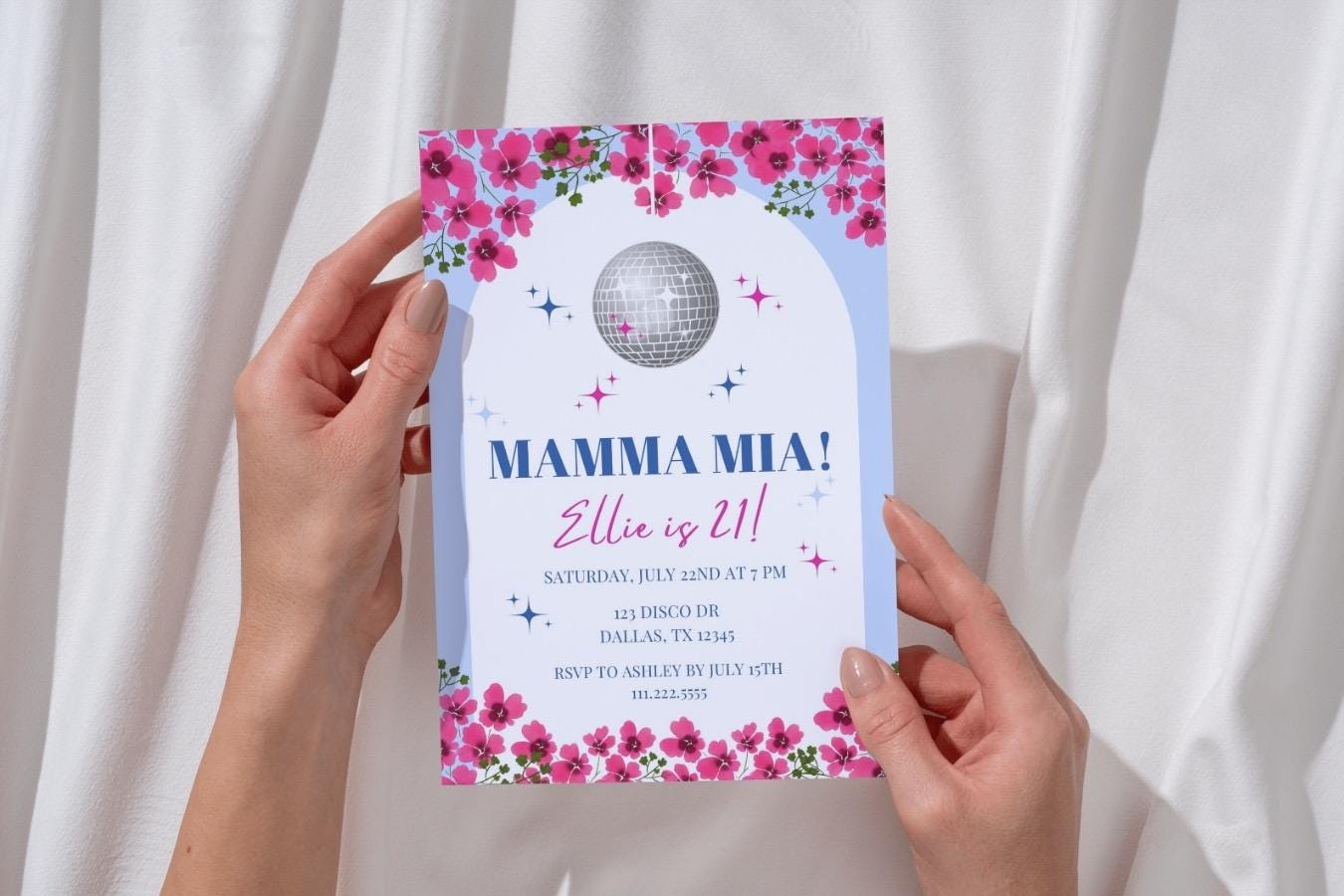Editable Mamma Mia Birthday Invitation | Mamma Mia Disco | Greek ...