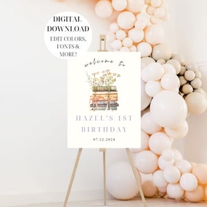 Storybook 1st Birthday Welcome Sign | First Chapter Birthday Welcome ...