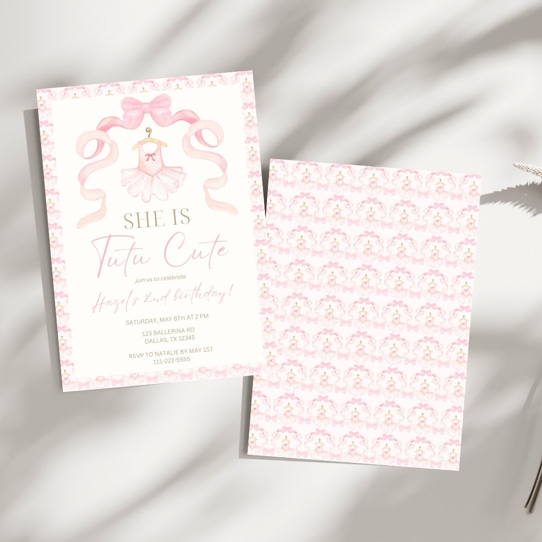 She is Tutu Cute Editable Invitation | Someone is Turning Tutu Template ...