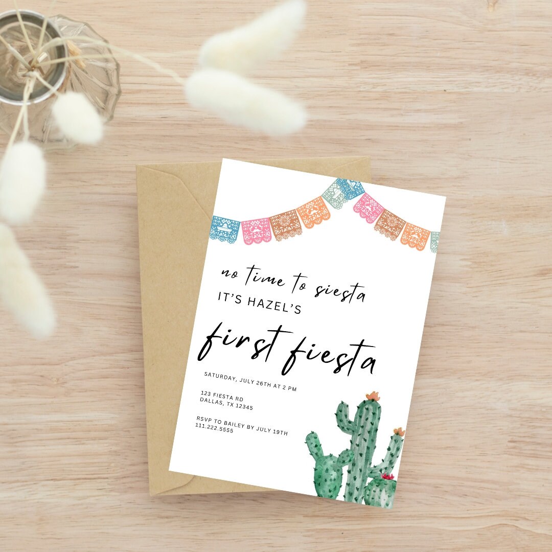 First Fiesta Birthday Invitation Editable Fiesta Birthday Invitation ...