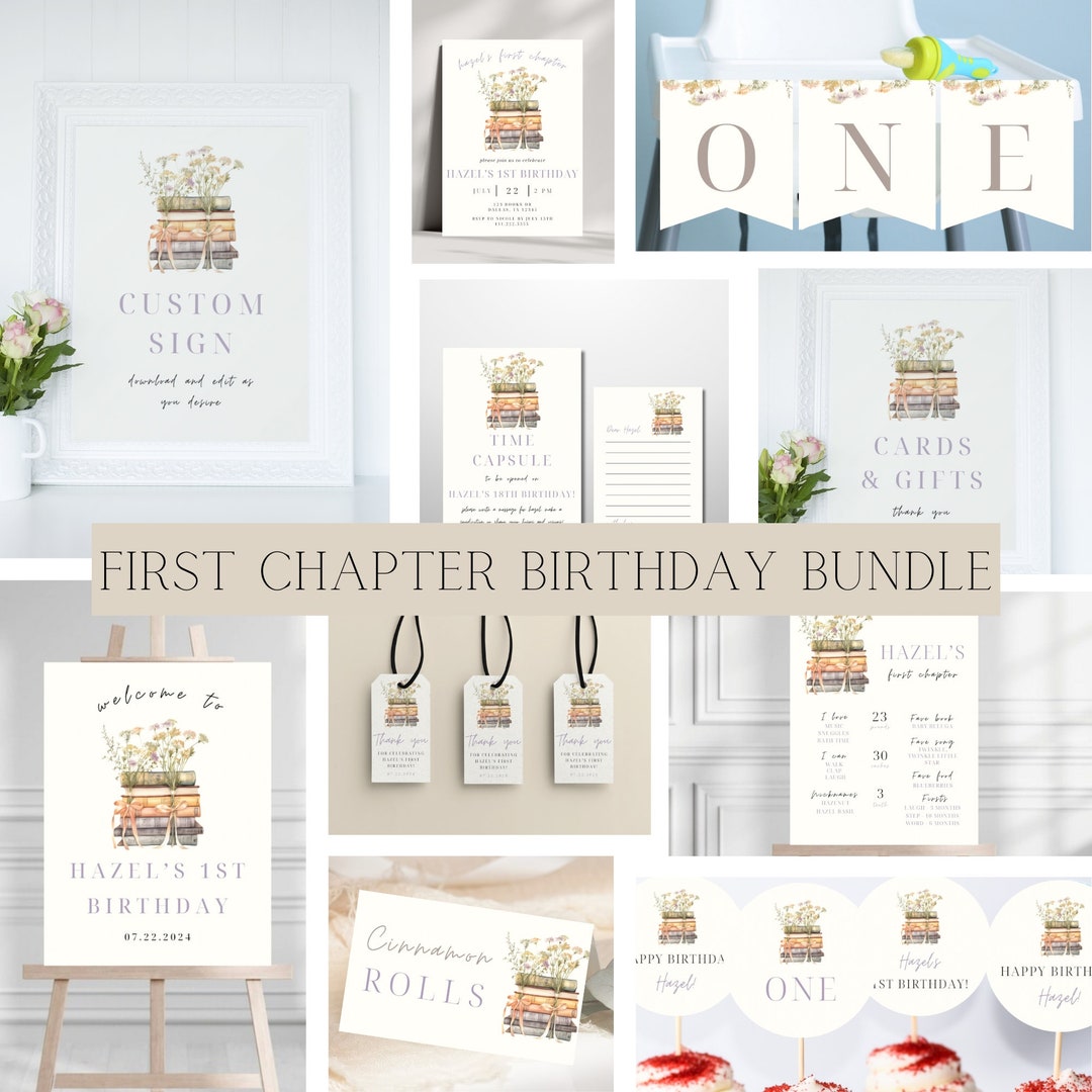 Storybook First Chapter Birthday Party Bundle | Book Themed First ...