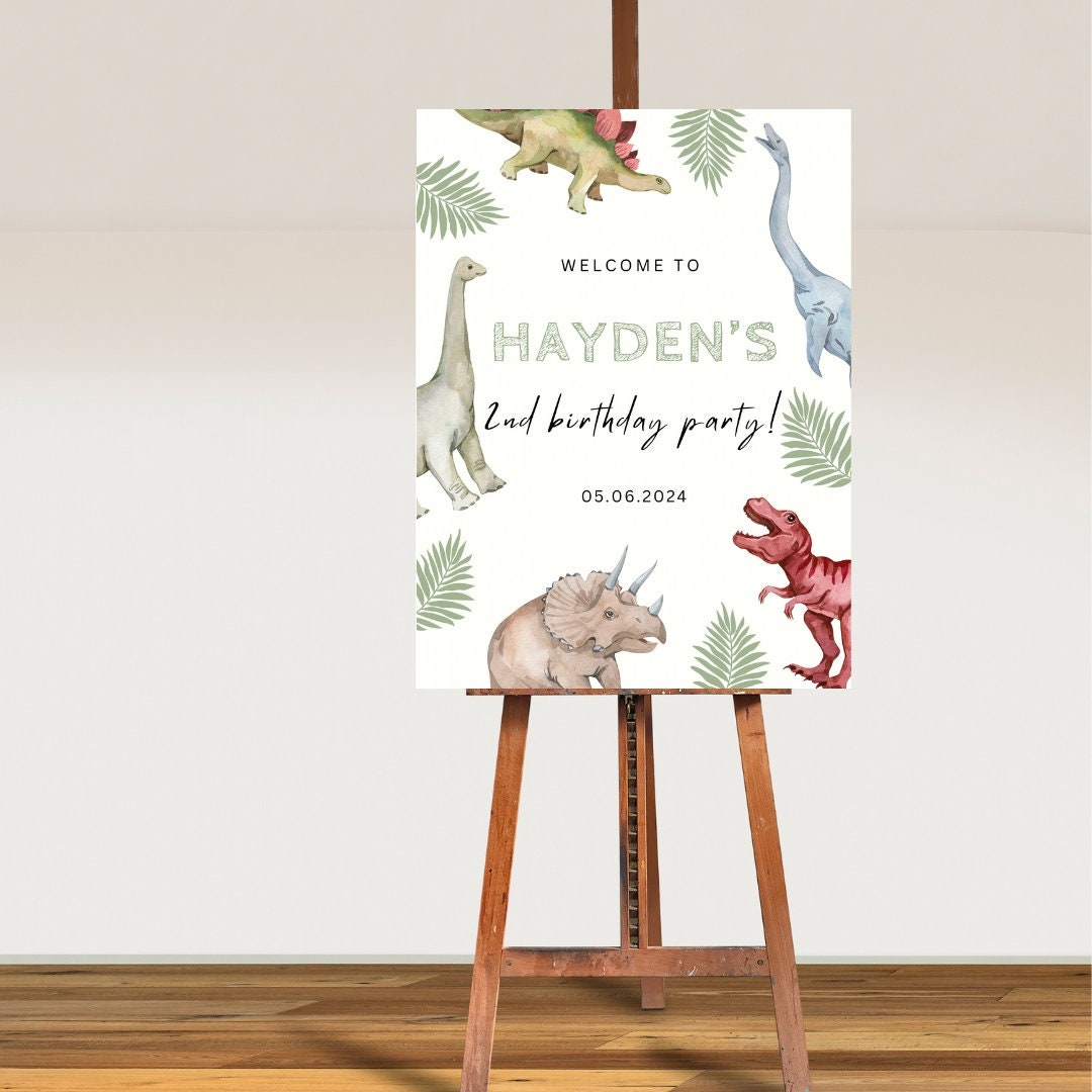 Editable Two Rex Welcome Sign Dinosaur Birthday Welcome Sign T-rex ...