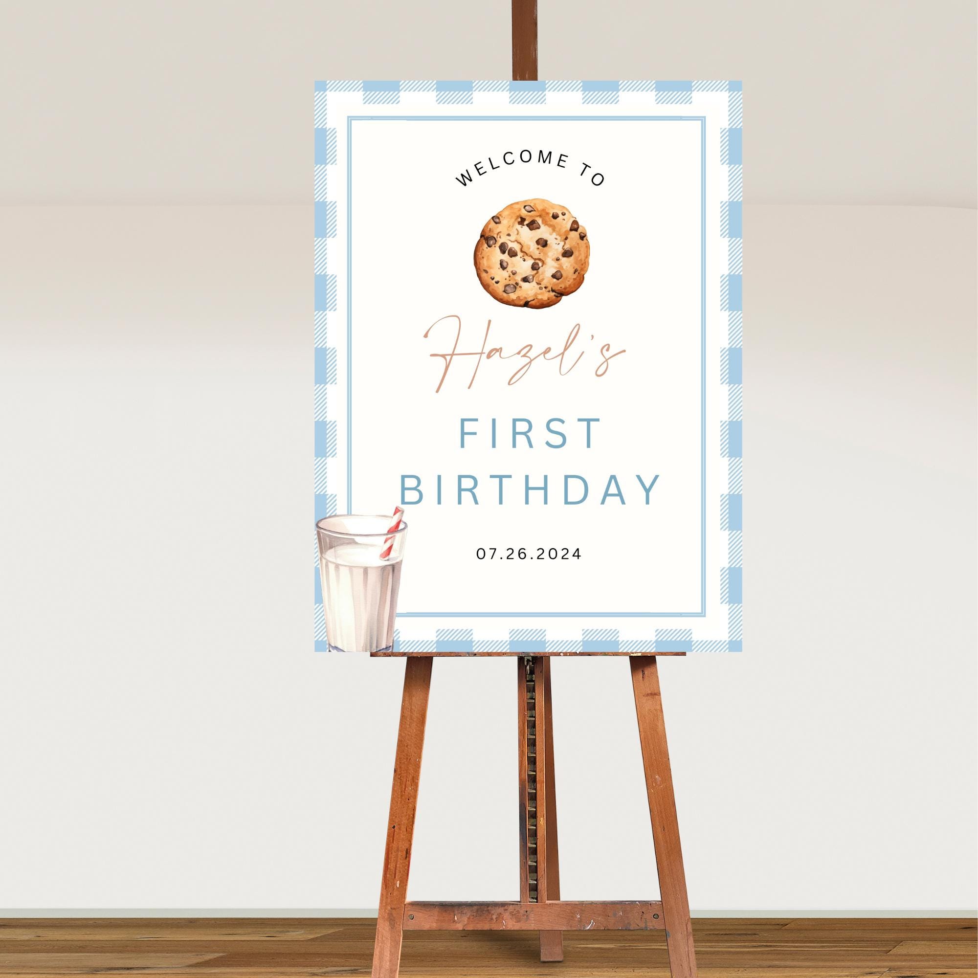 One Sweet Cookie Birthday Welcome Sign | Editable Cookie Theme 1st ...