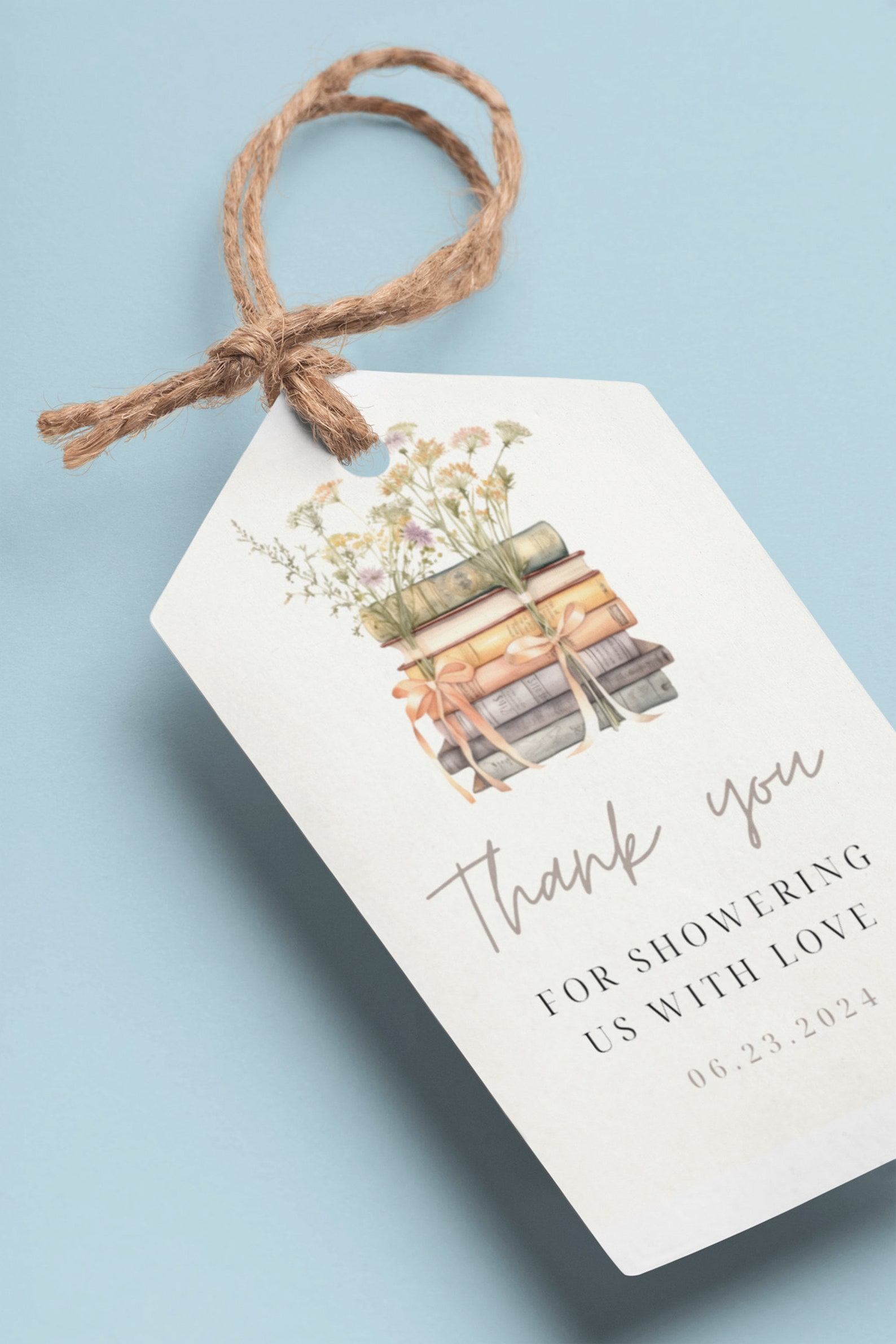 Storybook Baby Shower Printable Favor Tag | Book Stack Favor Tag | A ...