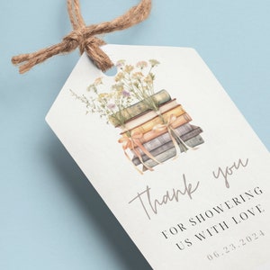 Storybook Baby Shower Printable Favor Tag | Book Stack Favor Tag | A ...