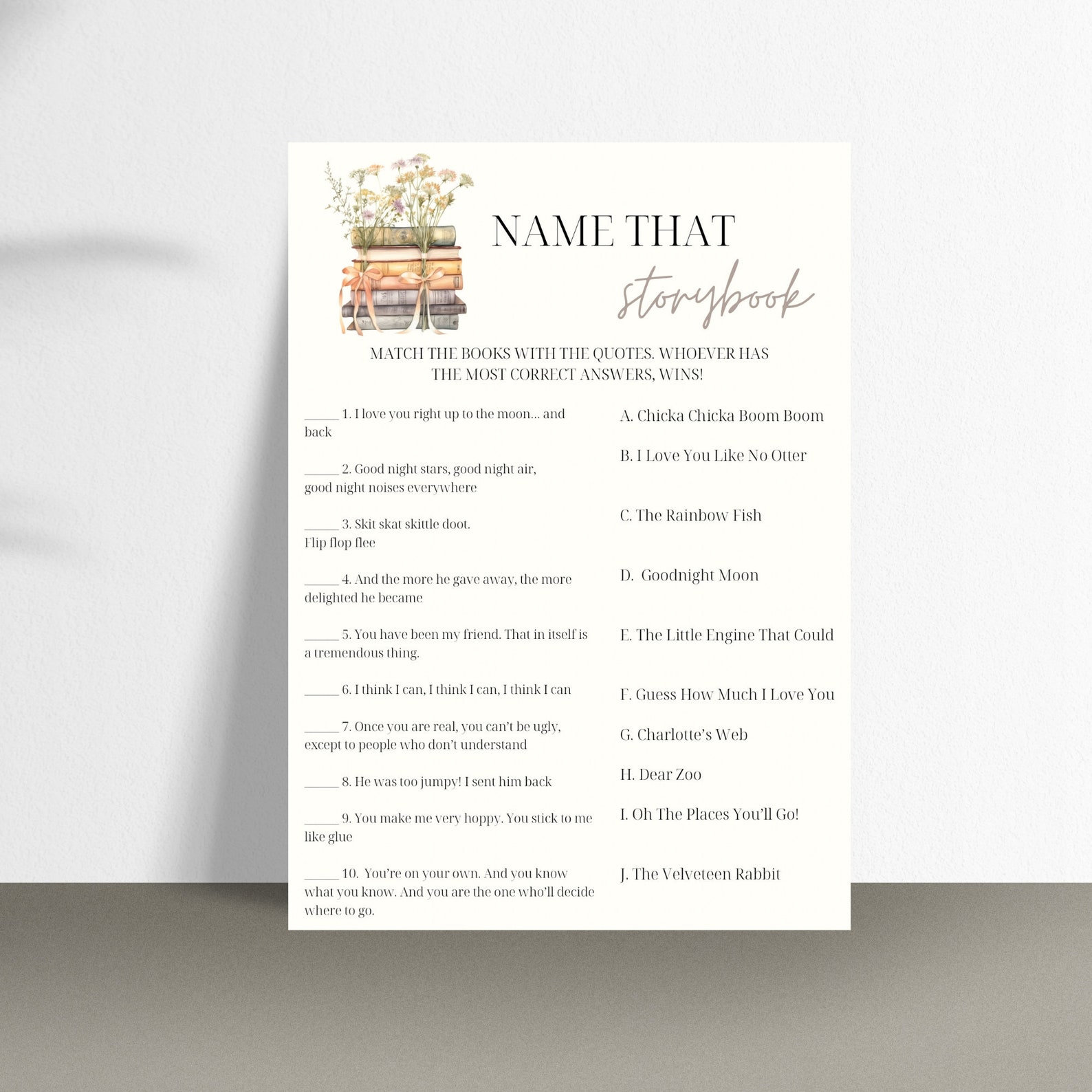 Name That Storybook Baby Shower Game Editable Template | Book Themed ...