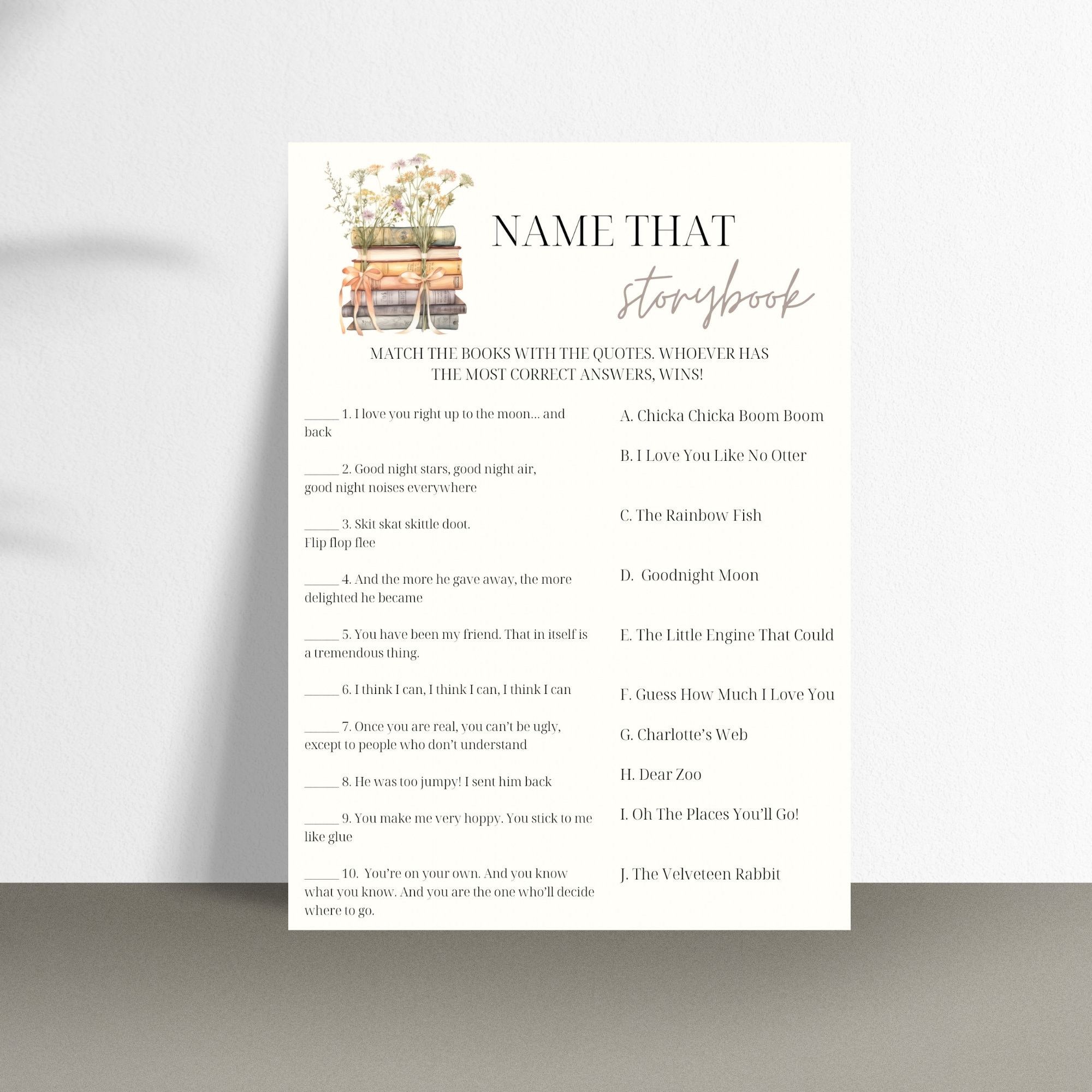 Name That Storybook Baby Shower Game Editable Template | Book Themed ...