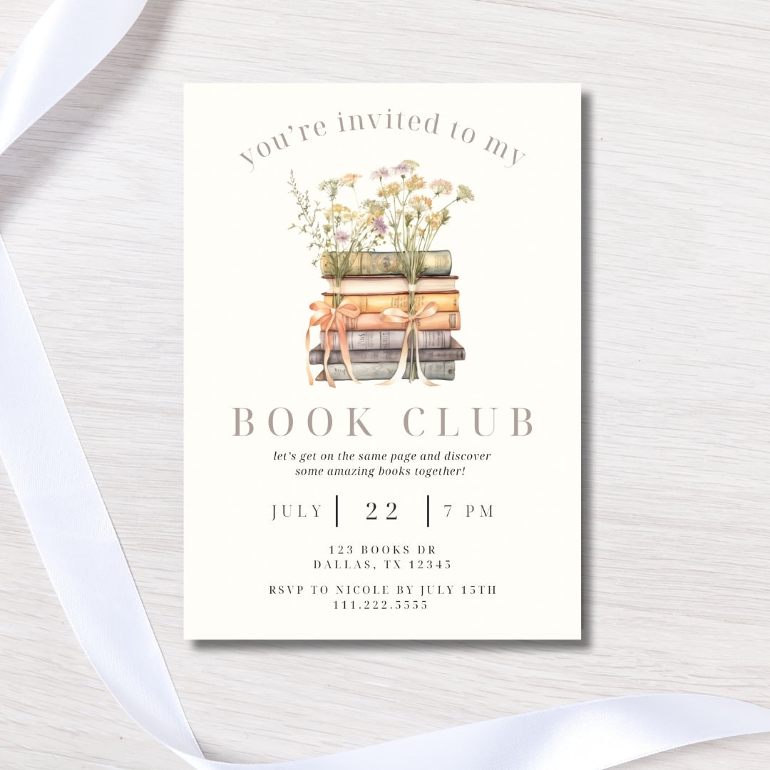 Book Club Editable Invitation | You’re Invited to My Book Club Invite ...