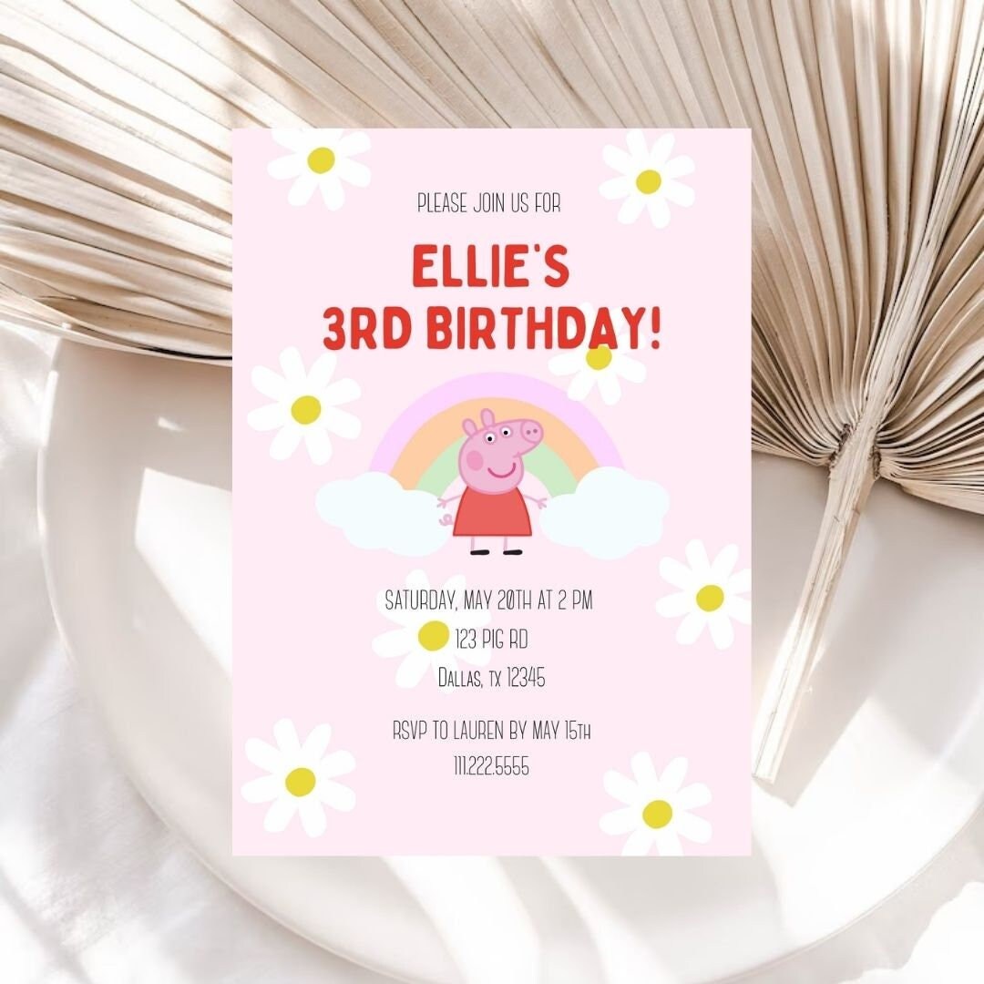 Peppa Pig Editable Invitation Peppa Pig Digital Invitation - Etsy UK