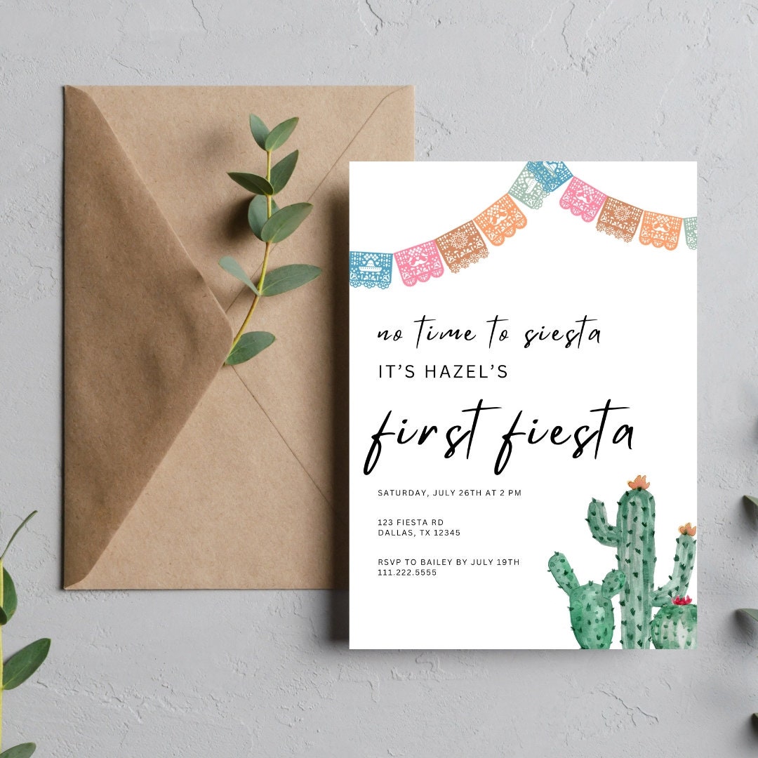 First Fiesta Birthday Invitation | Editable Fiesta Birthday Invitation ...