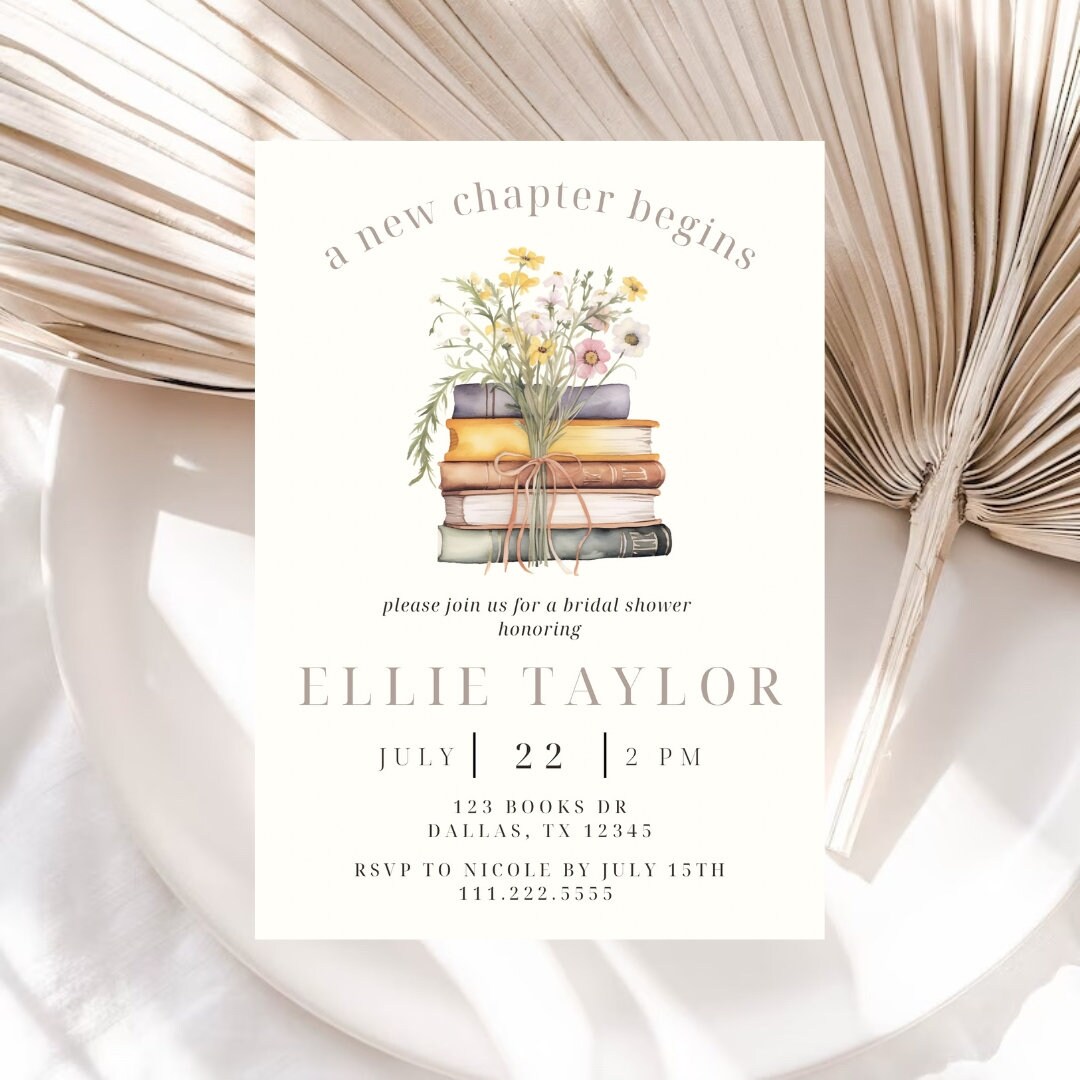 Book Themed Bridal Shower Editable Invitation | A New Chapter Begins ...