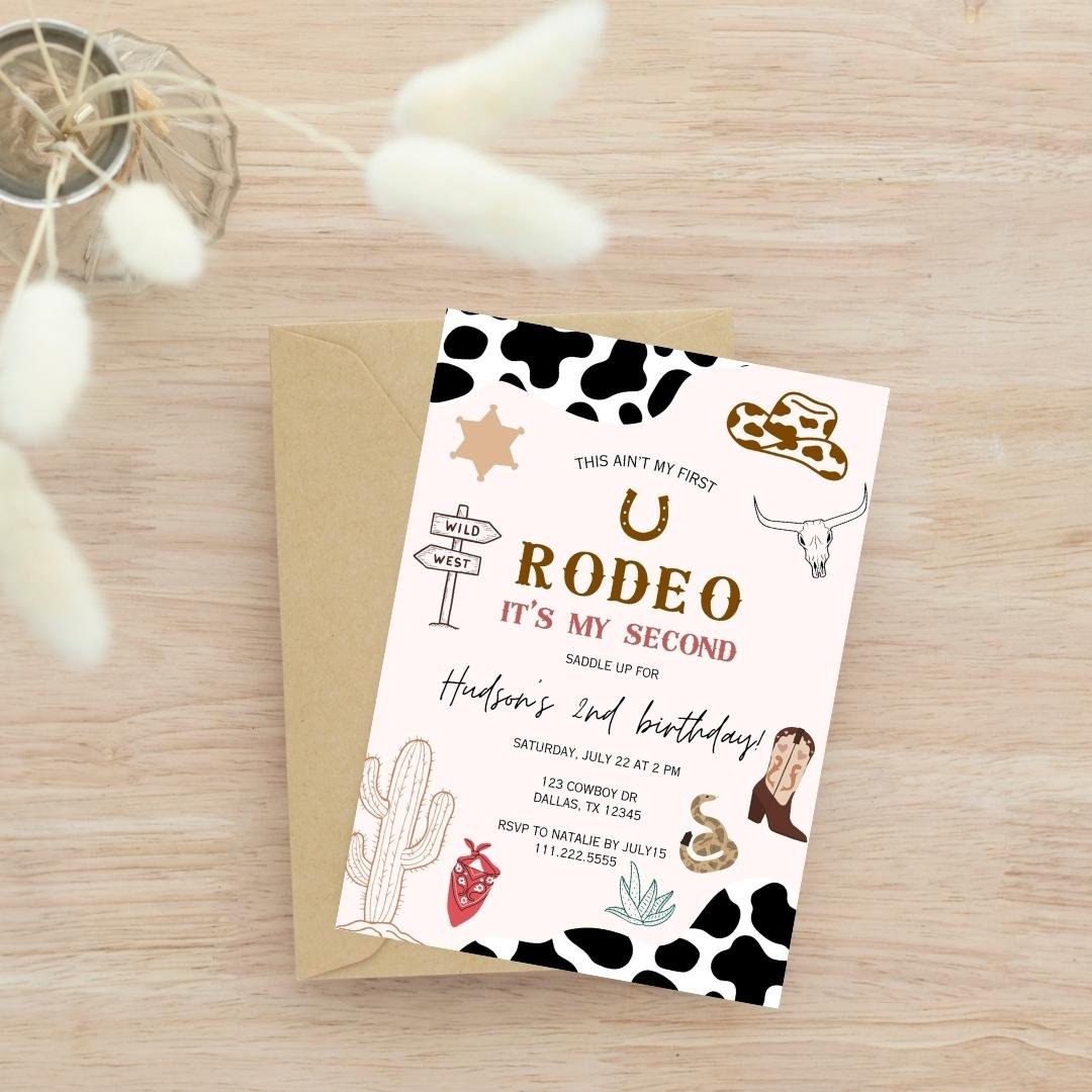 Second Rodeo Birthday Invitation This Aint My First Rodeo Template Wild ...