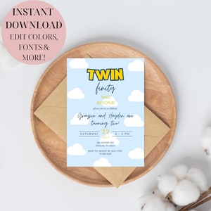 Twin Infinity and Beyond Birthday Invitation | Twinfinity and Beyond ...
