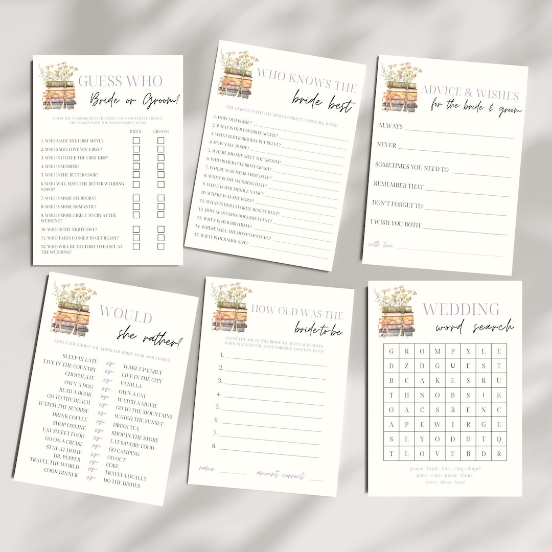 Editable Storybook Bridal Shower Games | Book Themed Bridal Shower ...