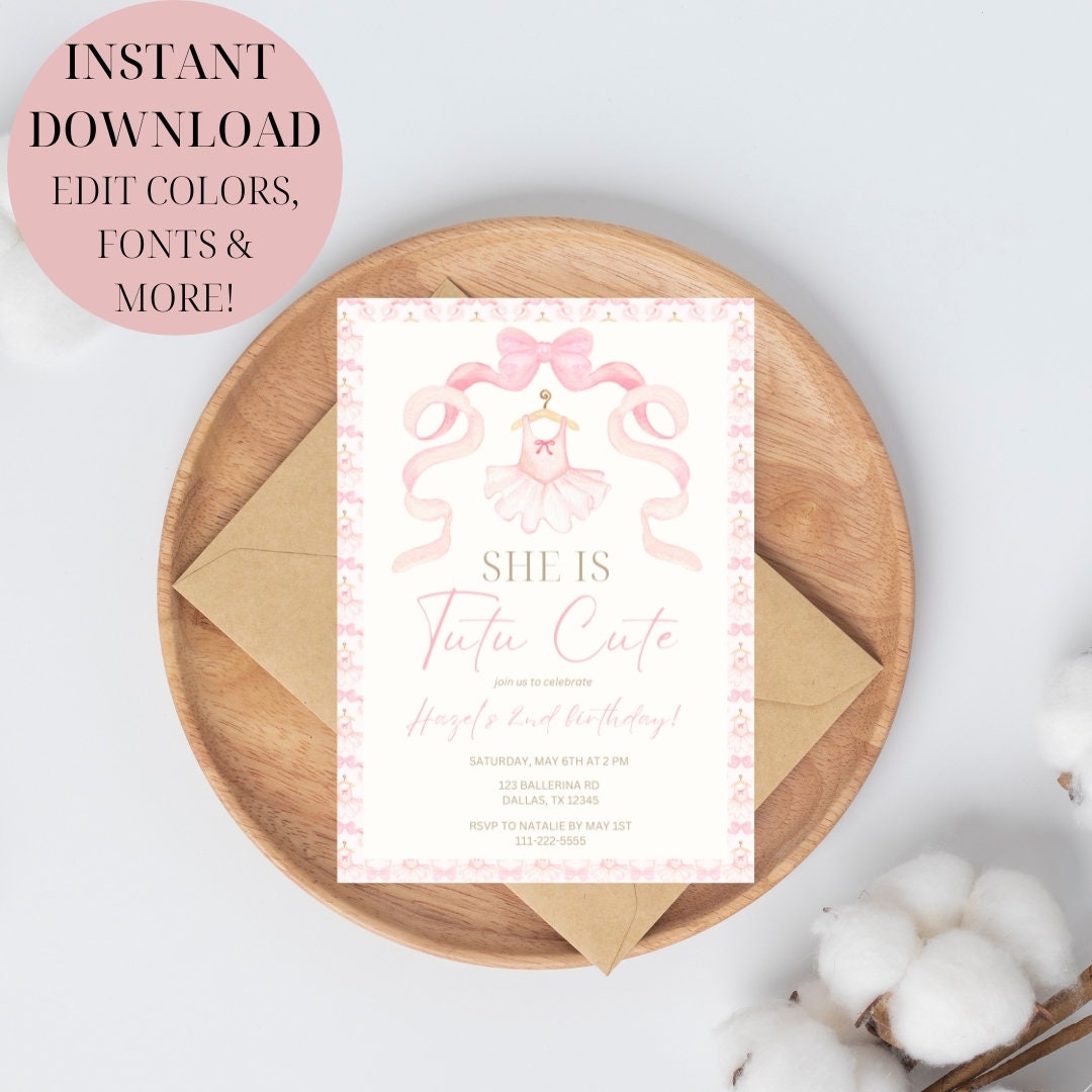 She is Tutu Cute Editable Invitation | Someone is Turning Tutu Template ...