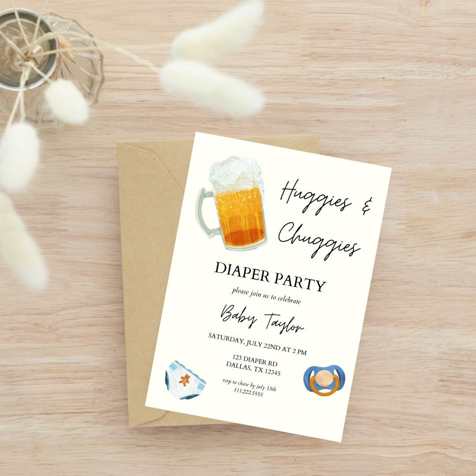 Huggies and Chuggies Diaper Party Editable Invitation | A Baby is ...