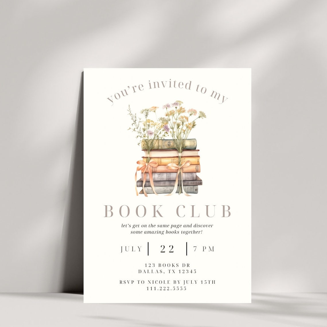 Book Club Editable Invitation Youre Invited to My Book Club Invite ...