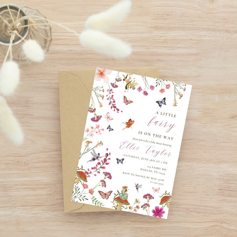 Fairy Baby Shower Invitation Editable Fairy Baby Shower Template ...