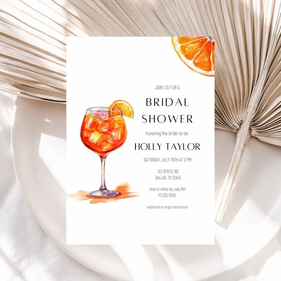 Editable Aperol Spritz Bridal Shower Template | Love at First Spritz ...