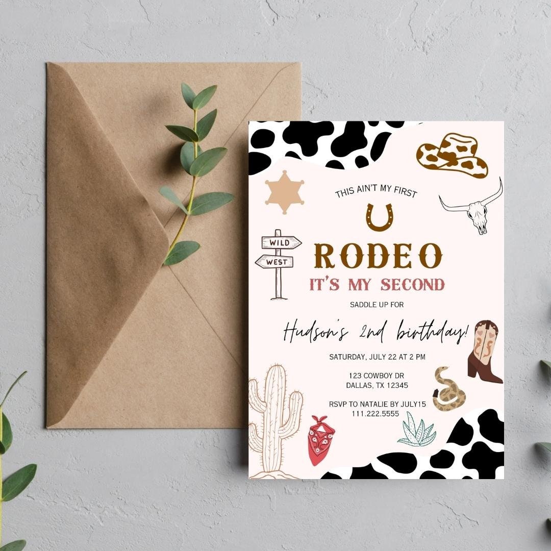 Second Rodeo Birthday Invitation This Aint My First Rodeo Template Wild ...