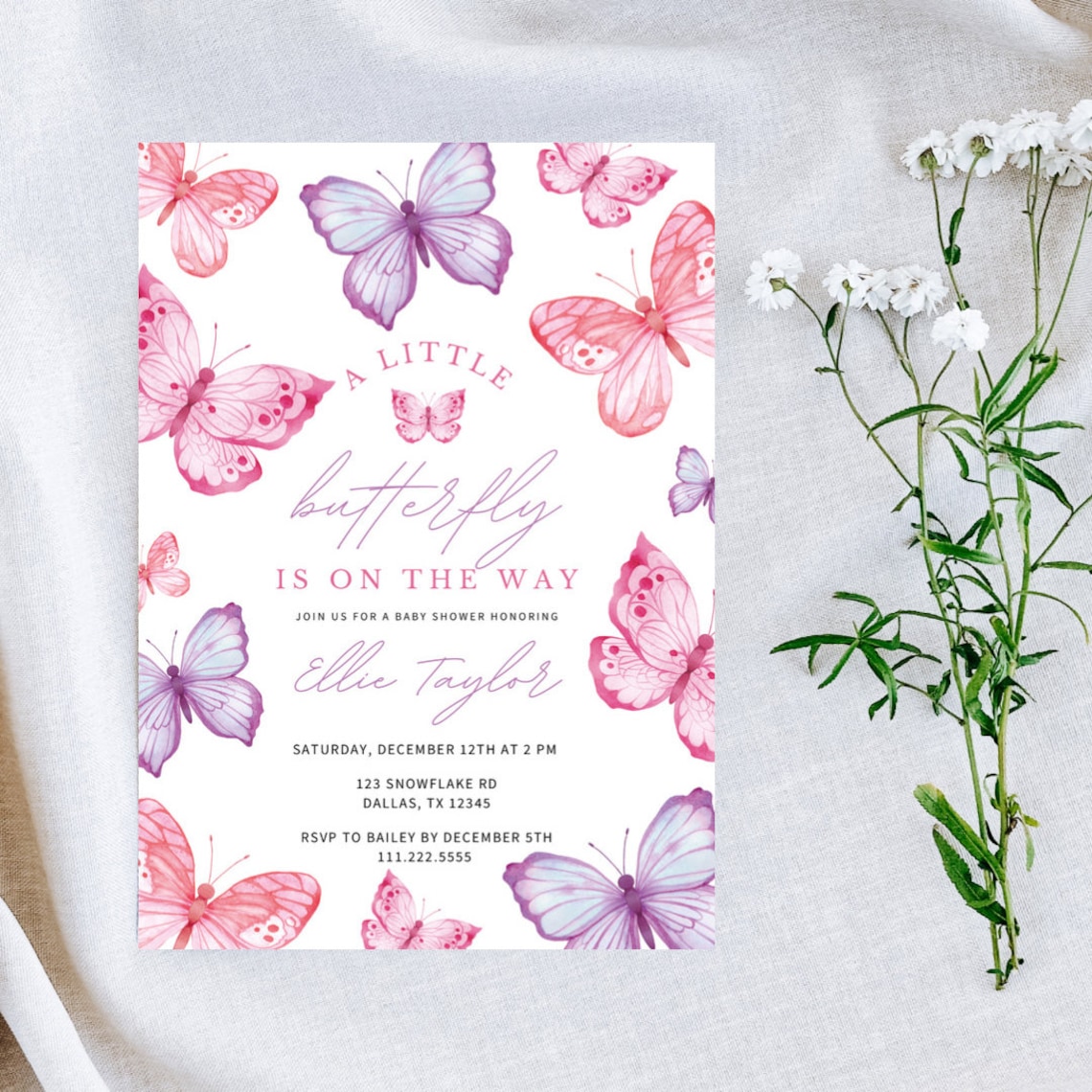Butterfly Baby Shower Invitation A Little Butterfly is on - Etsy