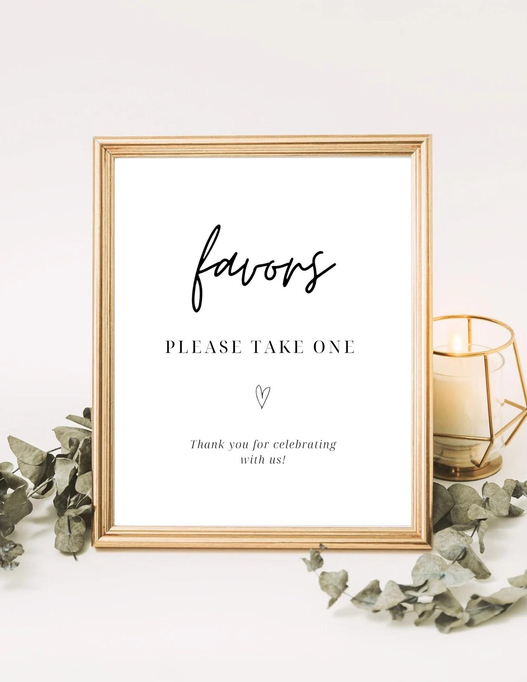 Elegant Favors Sign, Modern Wedding Favors Sign Template, Wedding ...