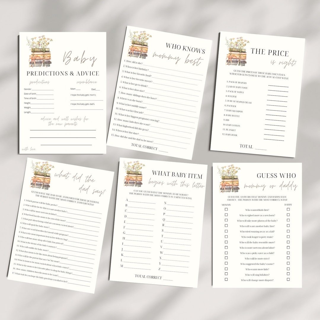 Editable Storybook Baby Shower Games | Book Themed Baby Shower Games ...