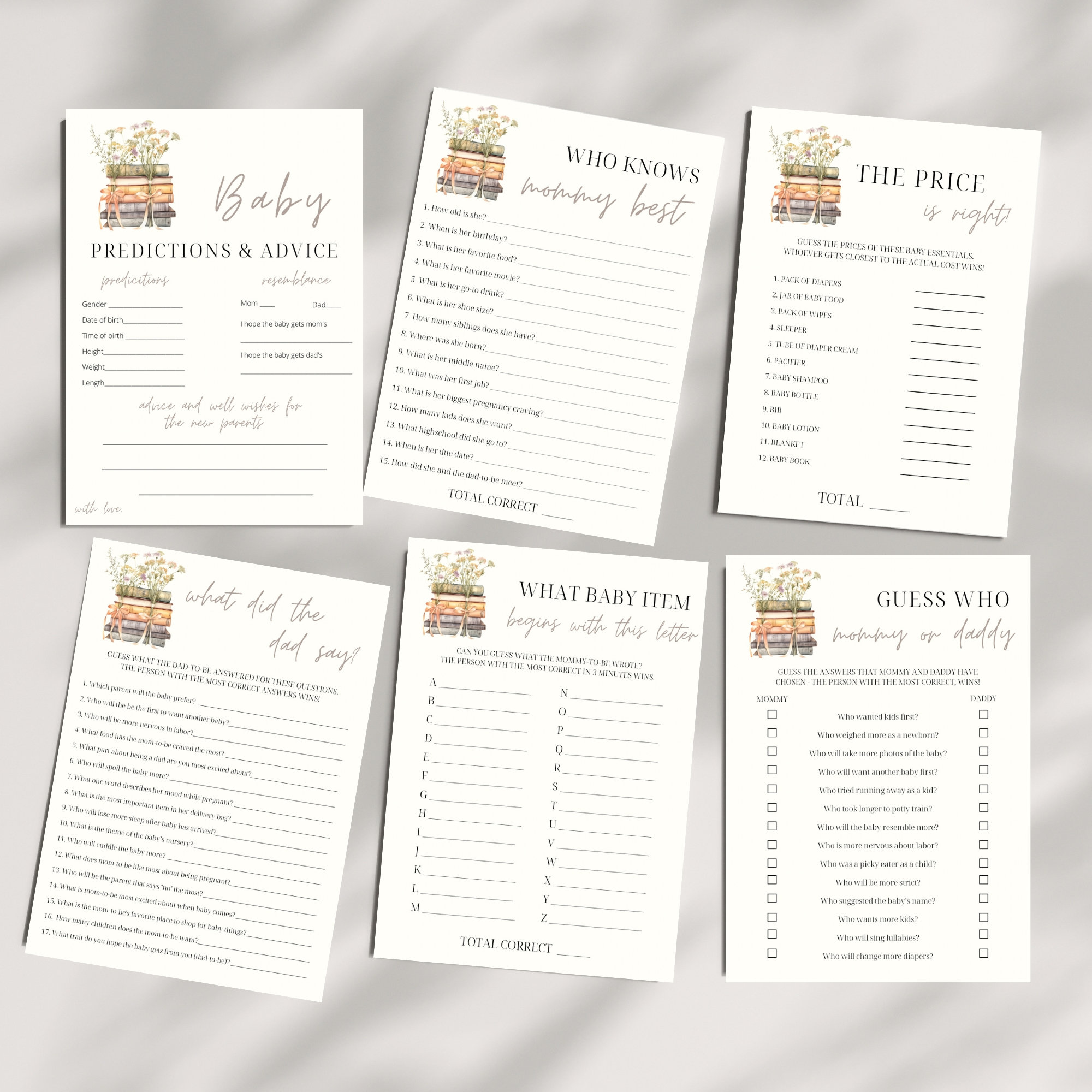 Editable Storybook Baby Shower Games | Book Themed Baby Shower Games ...