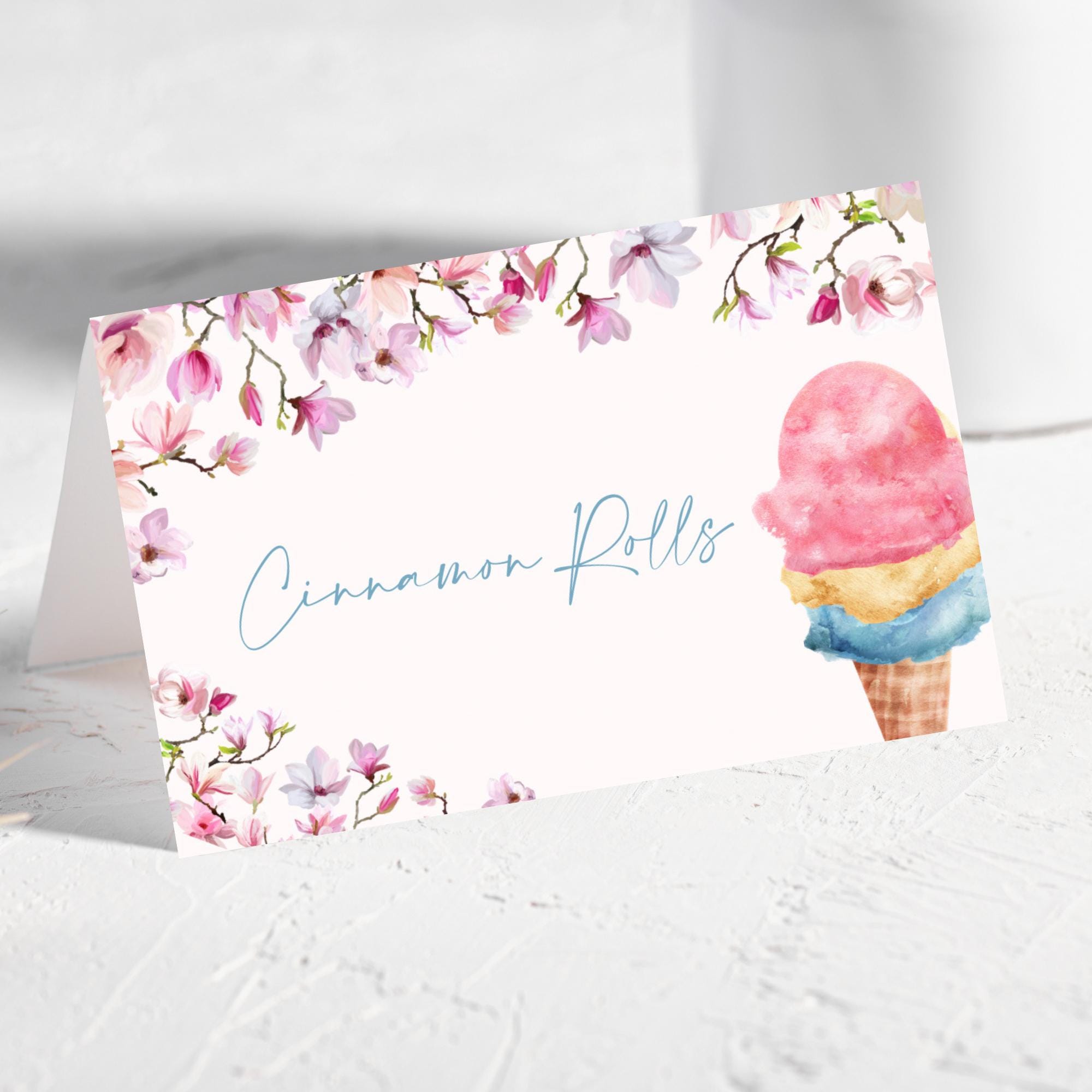 Ice Cream Themed Party Printable Food Tent Labels | Pastel Floral Ice ...