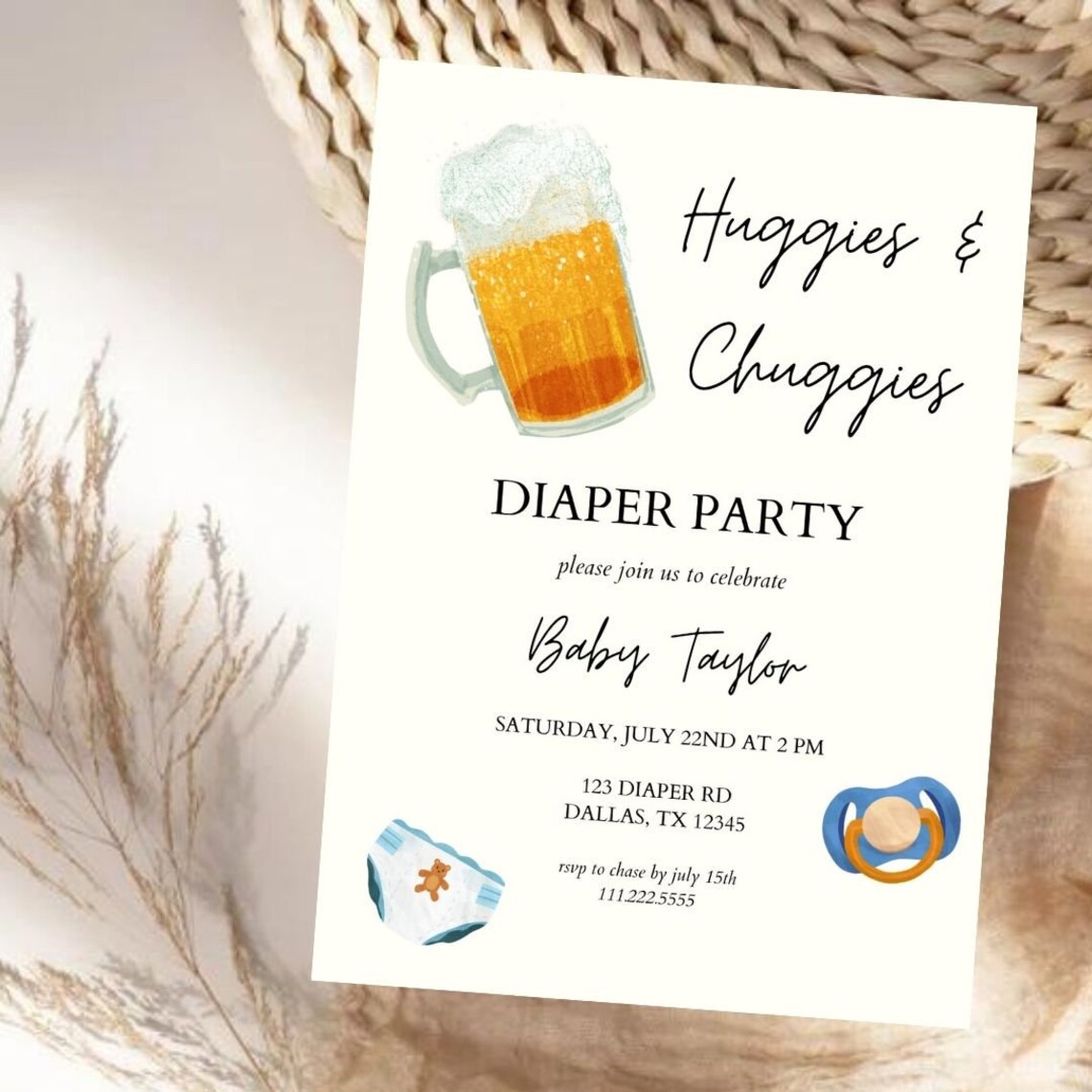 Huggies and Chuggies Diaper Party Editable Invitation | A Baby is ...