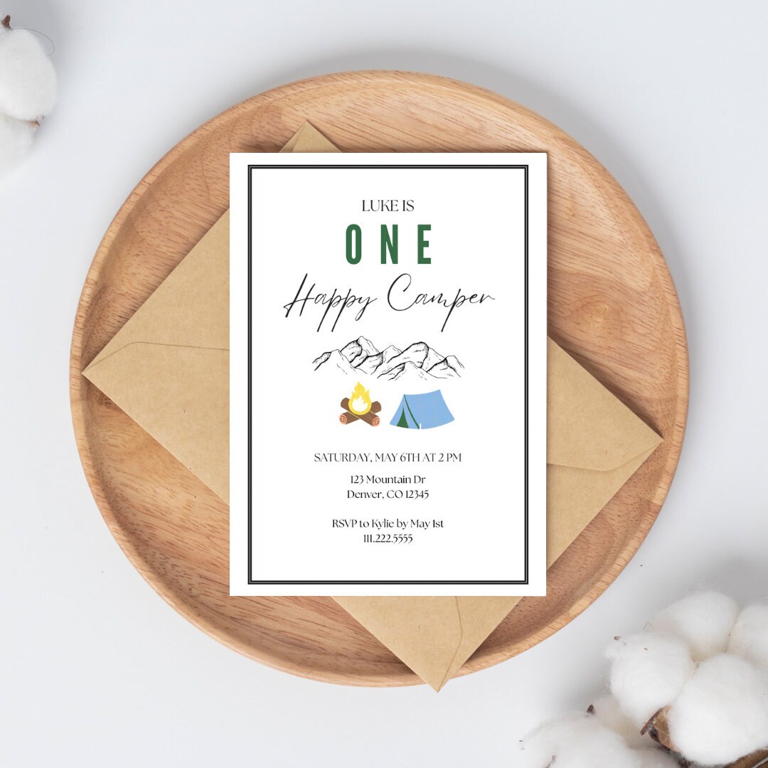 One Happy Camper Birthday Invitation Camping Birthday - Etsy