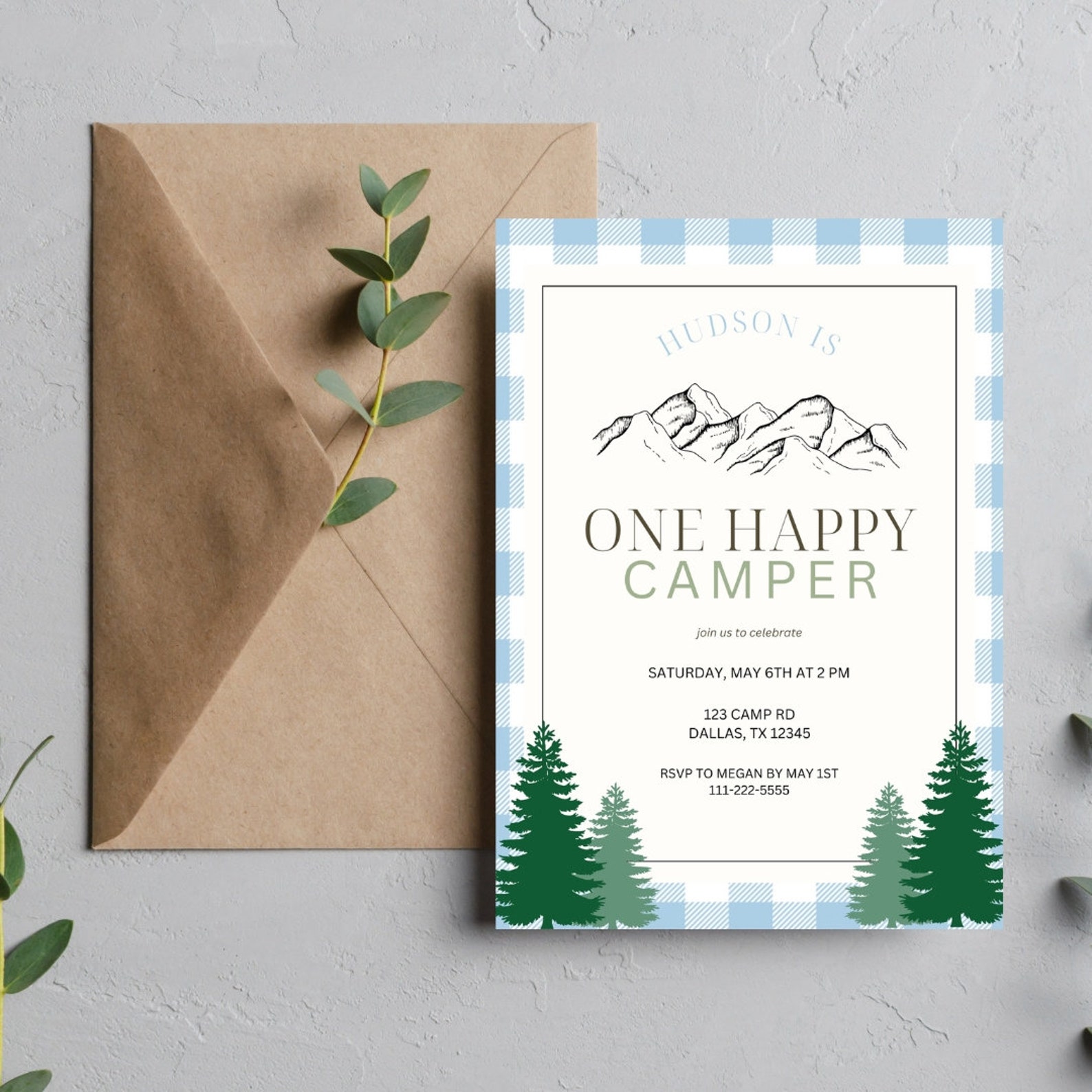 One Happy Camper Birthday Invitation Camping Birthday Invitation ...