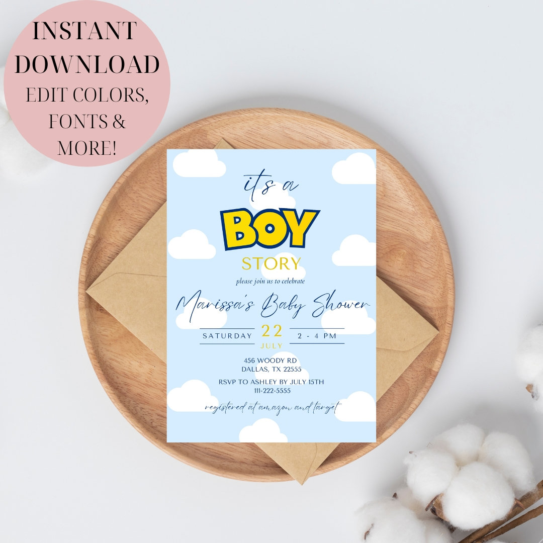 It’s A Boy Story Invite | Boy Story Baby Shower Digital Download ...
