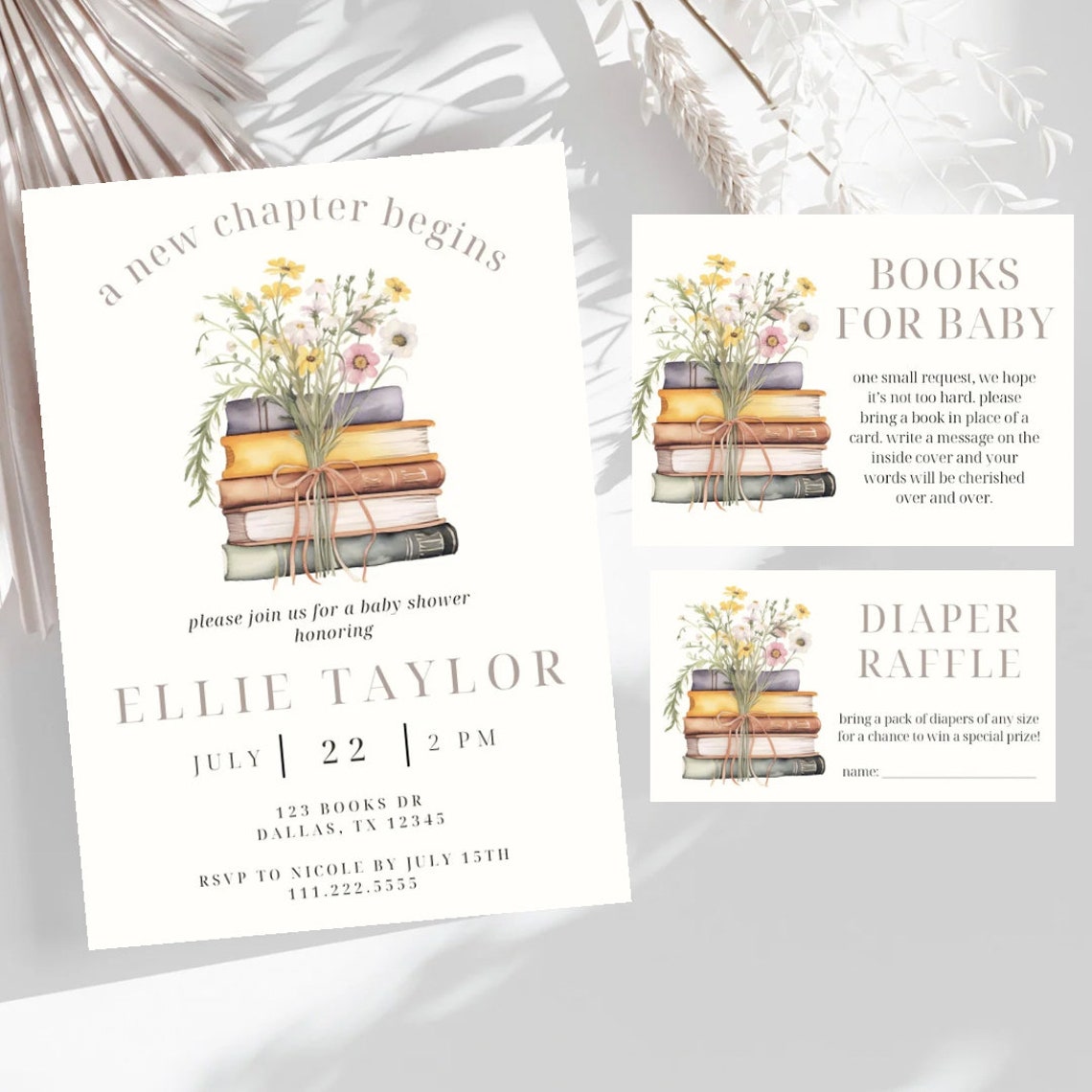 Editable Book Themed Baby Shower Invitation Bundle | Storybook Baby ...