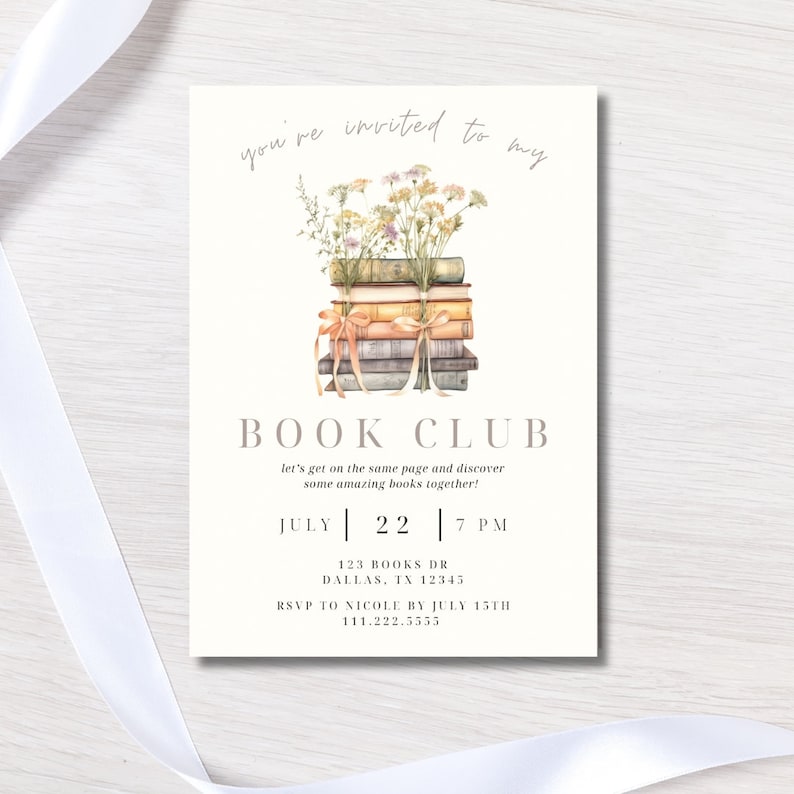 Book Club Editable Invitation Youre Invited to My Book Club Invite ...