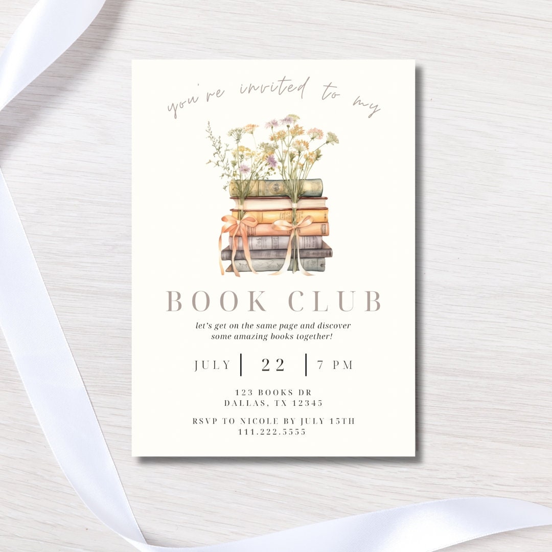 Book Club Editable Invitation Youre Invited to My Book Club Invite ...