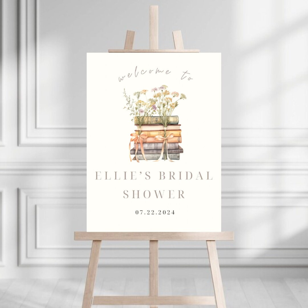 Book Themed Bridal Shower Welcome Sign | A New Chapter Begins ...