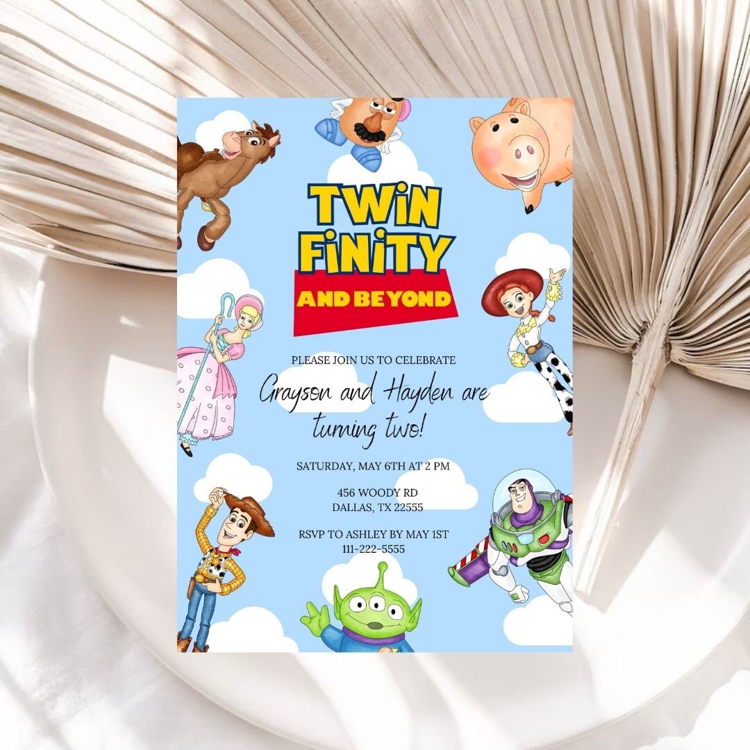Twin Infinity and Beyond Birthday Invitation Twinfinity and - Etsy