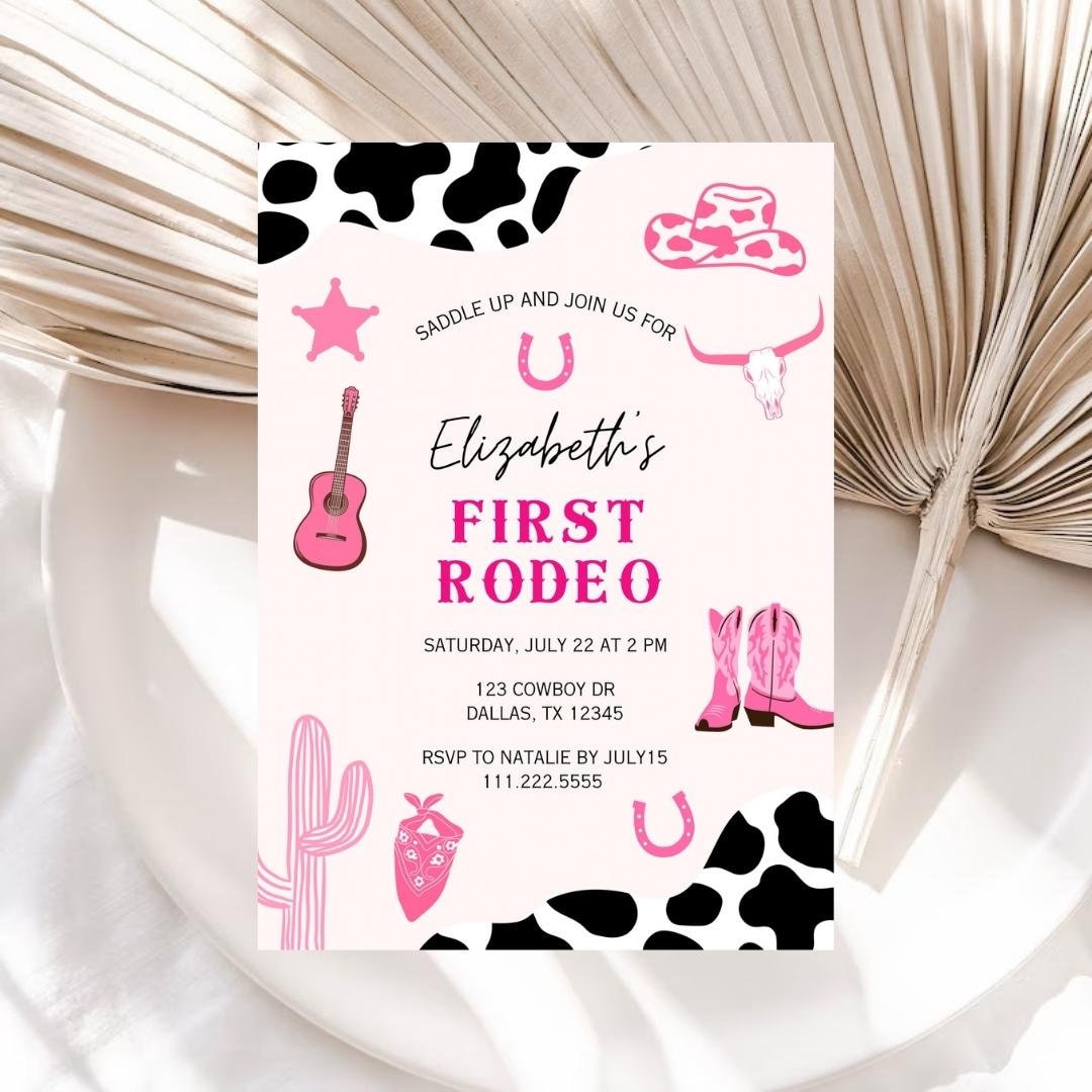 Invitación de cumpleaños editable de primer rodeo de niña / - Etsy España