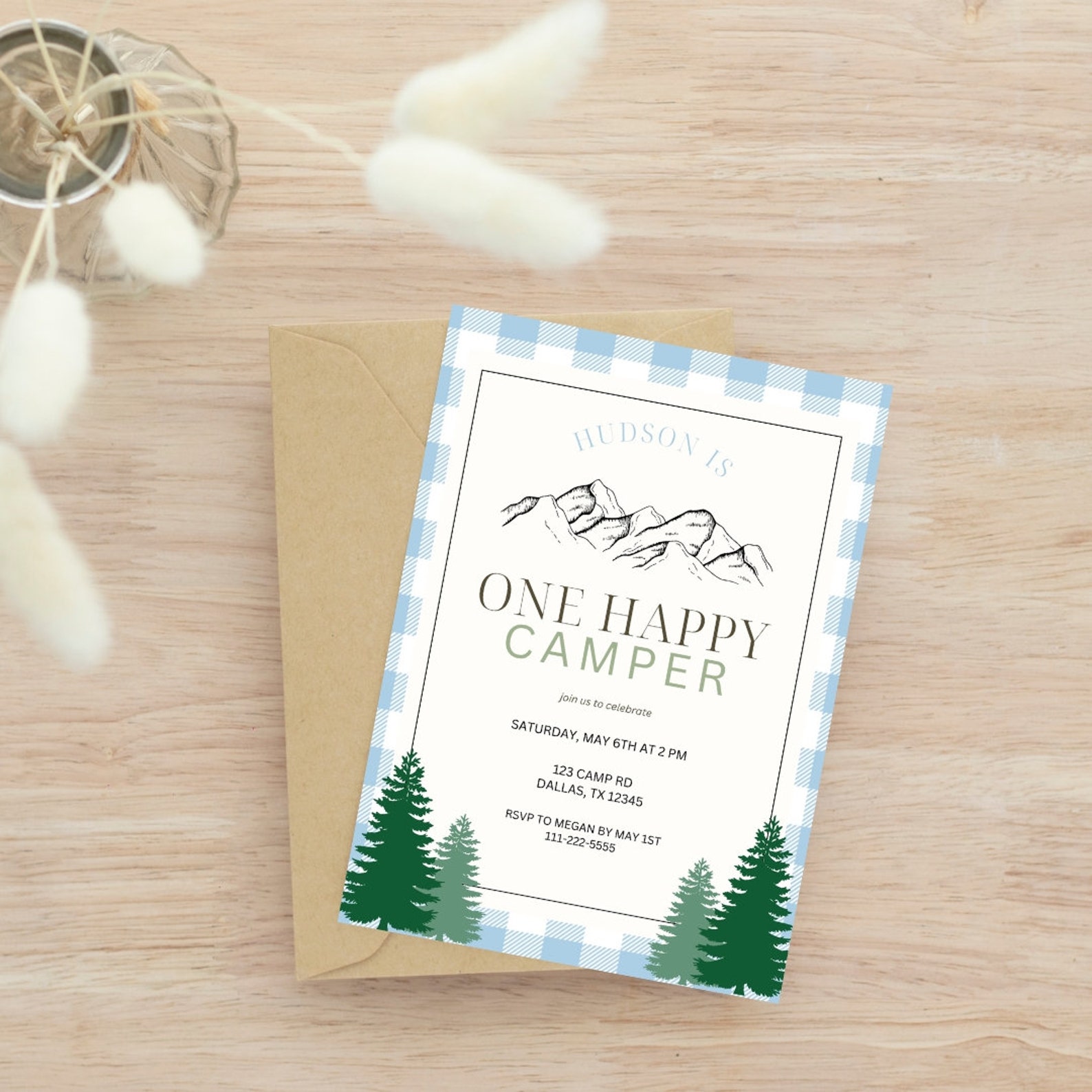 One Happy Camper Birthday Invitation Camping Birthday Invitation ...