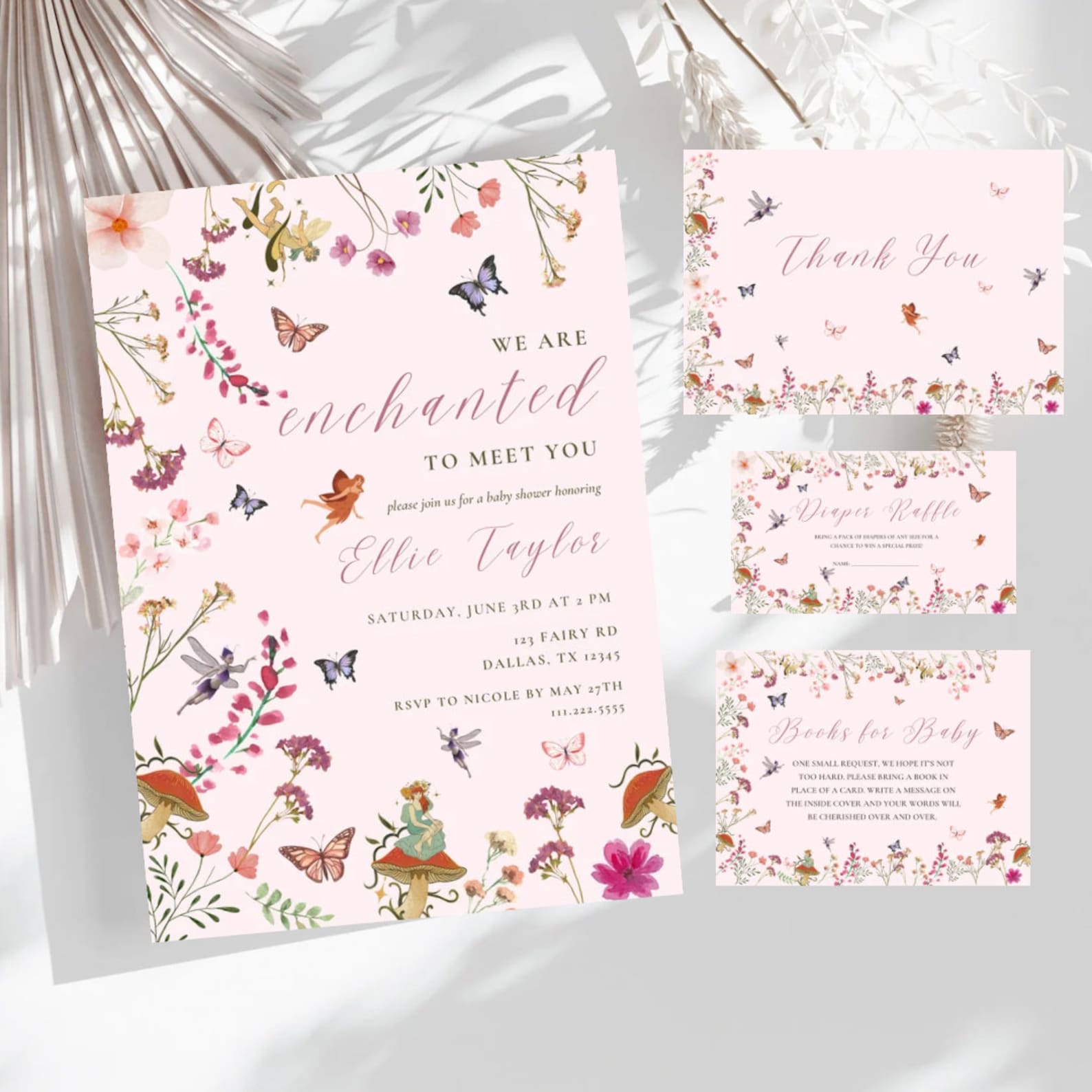 Editable We’re Enchanted to Meet You Baby Shower Invitation Bundle ...