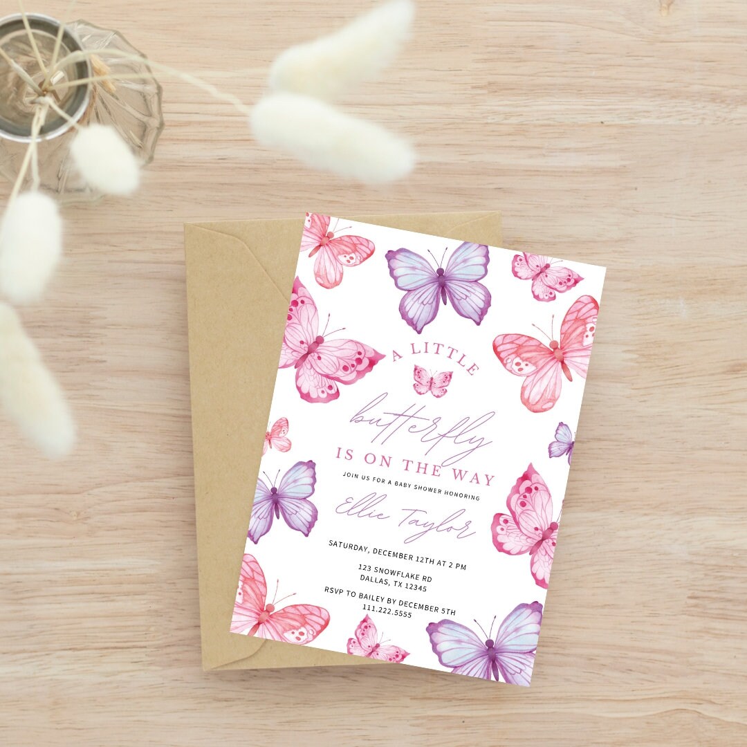 Butterfly Baby Shower Invitation A Little Butterfly is on - Etsy