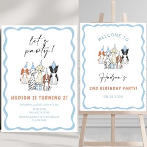 Dog Theme Birthday Party Bundle | Editable Puppy Pawty Template Bundle ...