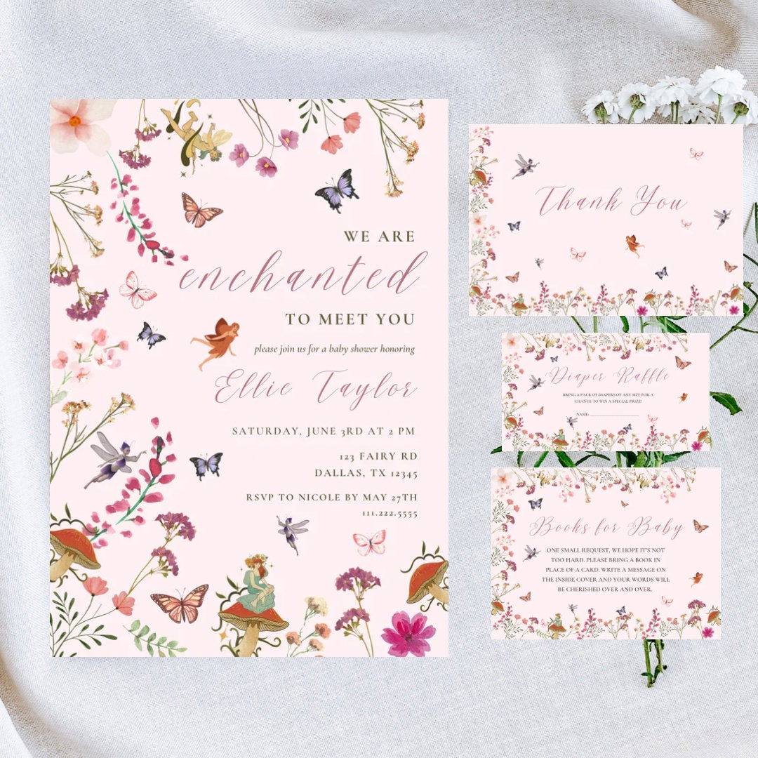 Editable Were Enchanted to Meet You Baby Shower Invitation Bundle ...