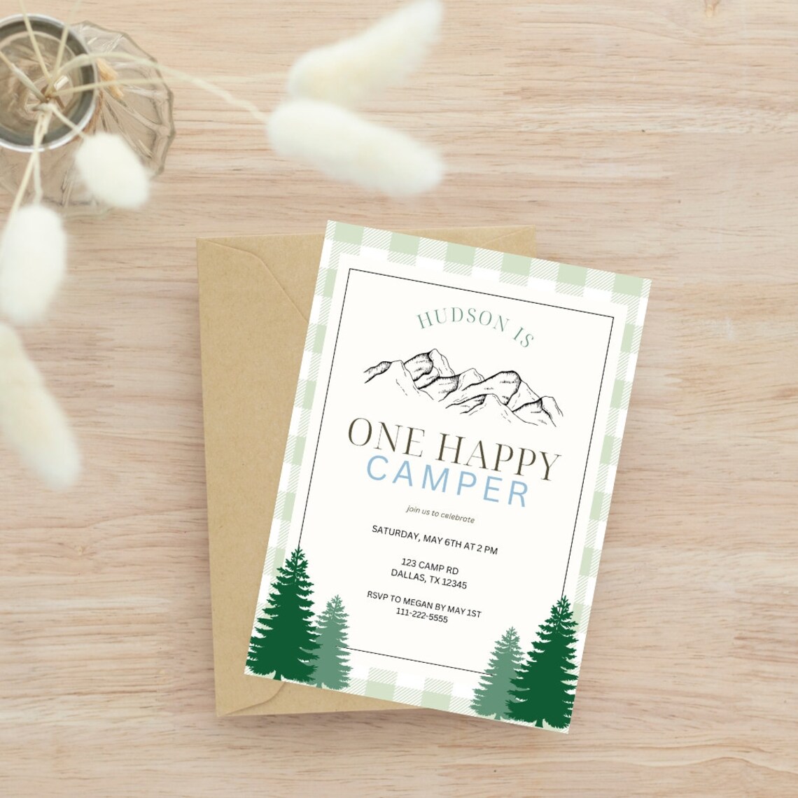 One Happy Camper Birthday Invitation Camping Birthday Invitation Instant Download Camping Themed ...
