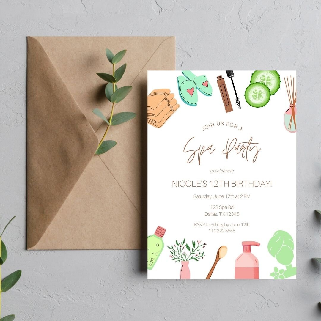 Spa Party Editable Invitation Slumber Party Invite Glam - Etsy