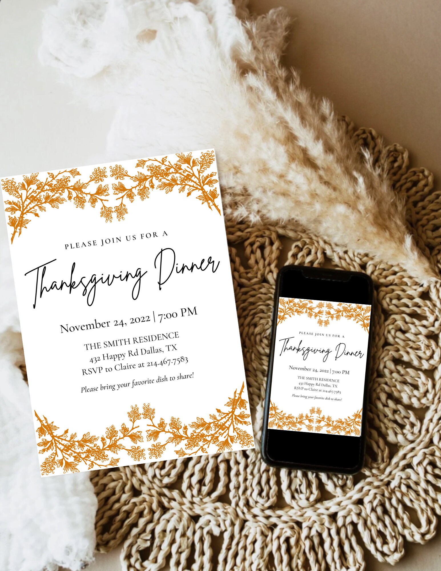 Thanksgiving Dinner Invitation, Thanksgiving Dinner E-invite ...