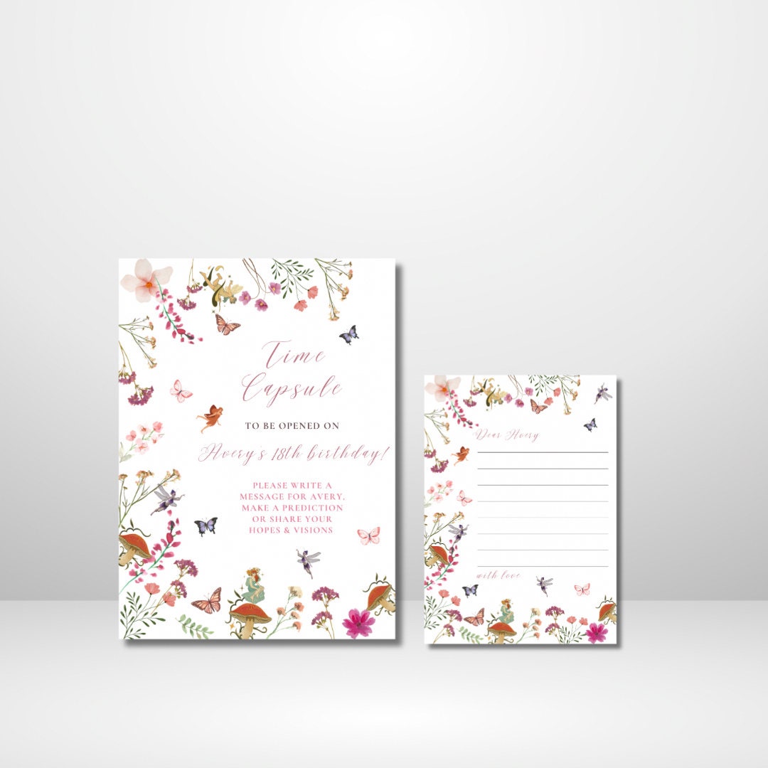 Fairy First Birthday Time Capsule | Fairy Party Time Capsule Sign ...
