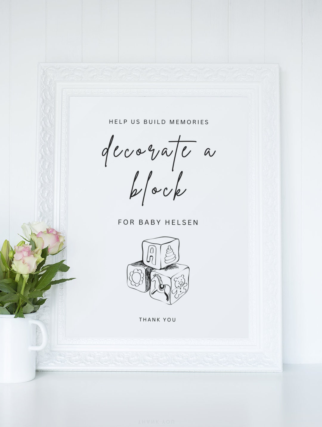 Decorate A Block for Baby Sign | Decorate A Baby Block Table Sign ...